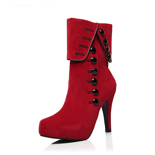 Classy Red Rivets High Heel Platform Boots on Luulla