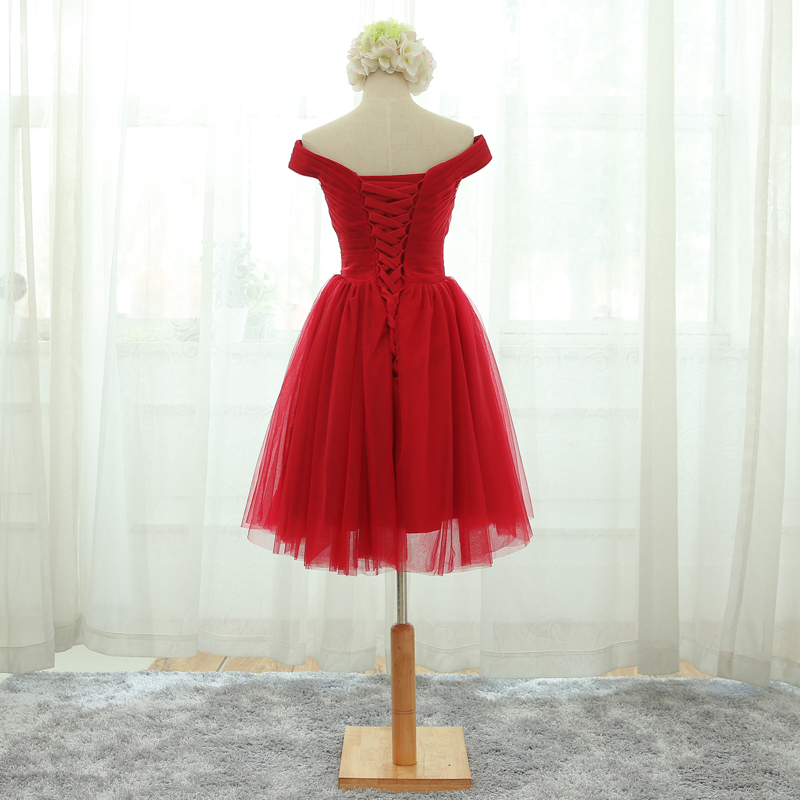 Red Off-the-shoulder Ruched Short Tulle Homecoming Dress Featuring Lace ...